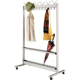 Mobiler Reihen-Garderobenst&auml;nder, Leichtmetall, 1160 mm breit, mit Schirmhalterung