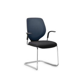 Freischwinger Giroflex 353, mit Netzr&uuml;cken, Pr&auml;zisionsstahlrohr stapelbar, m. Armlehnen, blau/schwarz