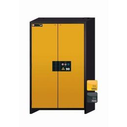 Sicherheitsschrank Typ 90 ASECOS Q-CLASSIC-90, Fl&uuml;gelt&uuml;ren, Front Sicherheitsgelb, B 1193 x T 615 x H 1953 mm
