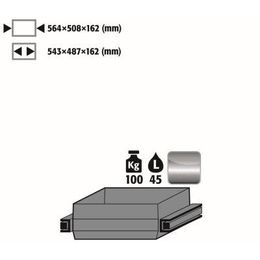 Auszugswanne Schwerlast f&uuml;r ASECOS Sicherheitsschr&auml;nke der Q30, Q90 und S90 Serie, Edelstahl 1.4301, B 564 x T 508 x H 162 mm, 45 l, bis 100 kg