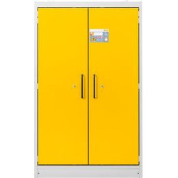 CEMO Sicherheitsschrank Typ 90 PROline 12/20, selbstschlie&szlig;ende T&uuml;ren, B 1200 x T 600 x H 1950 mm, 66 Liter, grau/verkehrsgelb