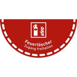 moedel Hinweisschild &bdquo;Feuerl&ouml;scher Zugang freihalten&ldquo;, f&uuml;r Fu&szlig;b&ouml;den, rutschhemmend, selbstklebend, L 450 x B 900 mm, PVC-Folie, rot-wei&szlig;