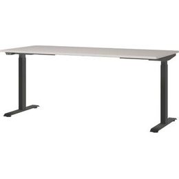 Schreibtisch Aalborg, elektrisch höhenverstellbar, Rechteck, bis 80 kg, T-Fuß Gestell, B 1800 x T 800 x H 720 – 1200 mm, kaschmir/schwarzgrau