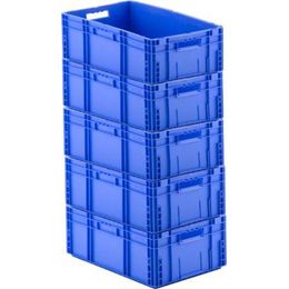 Sch&auml;fer Shop Euro Box Serie MF 6220, aus Polypropylen, Inhalt 41,6 l, ohne Deckel, L 600 x B 400 x H 220 mm, 5 St&uuml;ck, blau