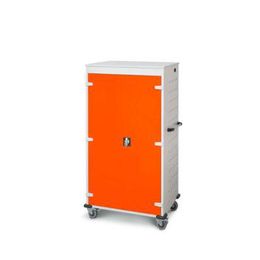 Laptopwagen mit Ladefunktion, 2-Punkt-Verriegelung, Feststellbremse, 26 F&auml;cher, B 920 x T 500 x H 1540, orange