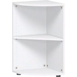 Eckabschlussregal PALENQUE, 2 OH, B 400 x T 400 x H 752 mm, wei&szlig;