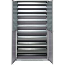 Sch&auml;fer Shop Sch&auml;fer Shop Genius Magazinschrank FS, 5 OH, abschlie&szlig;bar, 10 Fachb&ouml;den, 2 Lochrasterplatten, bis 450 kg, B 1055 x T 520 x H 1950 mm, wei&szlig;alu/wei&szlig;alu