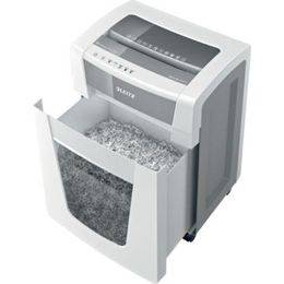 Leitz IQ Office Pro Aktenvernichter P5, Mikroschnitt 2 x 15 mm, 30 l, 15 Blatt Schnittleistung, Anti-Papierstau-Technologie, mit Rollen, wei&szlig;