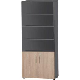 Sch&auml;fer Shop Sch&auml;fer Shop Select Kombischrank Start Off, 6 OH, 2 OH mit T&uuml;r, abschlie&szlig;bar, B 800 x T 420 x H 2240 mm, graphit/Eiche-Dekor