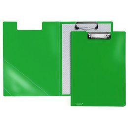 Foldersys Klemmbrett-Mappe A4, Klemme mit Kunststoffecken, Dreiecks-Klarsichttasche innen, PP, gr&uuml;n
