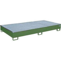 Bauer Regalwanne RW-GR 2700-2 PE, mit PE-Einsatz, mit Gitterrost, L 2665 x B 1315 x H 305 mm, resedagr&uuml;n RAL 6011