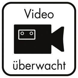 moedel Hinterglasaufkleber &bdquo;Video&uuml;berwacht&ldquo;, doppelseitig bedruckt, selbstklebend, L 125 x B 125 mm, Folie, schwarz-wei&szlig;