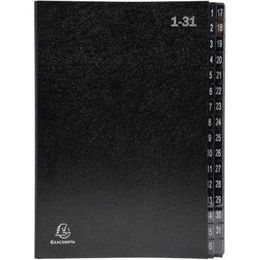 Pultordner Exacompta 57032E, Format A4, 32 F&auml;cher, Taben 1-31, B 250 x H 330 mm, Blauer Engel, Recycling-Karton, schwarz