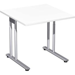 Schreibtisch PALENQUE, C-Fu&szlig;, Rechteck, B 800 x T 800 x H 680-820 mm, wei&szlig;