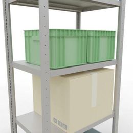 SCHULTE LAGERTECHNIK Fachbodenregal-Stecksystem MULTIplus 250, Grundregal, L&auml;ngenriegel, 2000x750x500 mm, 5 B&ouml;den, lichtgrau