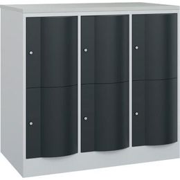 C+P Schlie&szlig;fachschrank Resisto, 3 Abteile, 6 F&auml;cher, B 1148 x T 640 x H 1077 mm, Lichtgrau/Anthrazitgrau