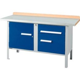 Sch&auml;fer Shop Kastenwerkbank Sch&auml;fer Shop Select PWi 150-3, Buche Multiplexplatte, mit Stahlabdeckung, bis 750 kg, B 1500 x T 700 x H 840 mm, Enzianblau