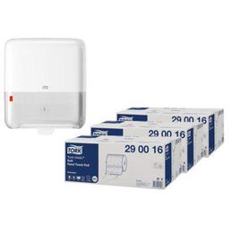 Sparset Rollenhandtuch Tork&reg; Premium 290016, 2-lagig, H1-kompatibel, 18 Rollen, wei&szlig; + Papierhandtuchspender Matic&reg; Elevation Design H1 551000, wei&szlig;