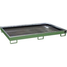 Bauer Regalwanne RW 2200-1 PE, mit PE-Einsatz, lackiert, L 2165 x B 1315 x H 230 mm, resedagr&uuml;n RAL 6011