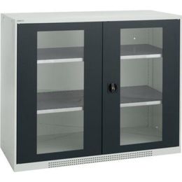 Sch&auml;fer Shop Sch&auml;fer Shop Genius Fl&uuml;gelt&uuml;renschrank FS, Stahl, Sichtfenster, L&uuml;ftungsl&ouml;cher, B 1343 x T 520 x H 1105 mm, 3 OH, Lichtgrau/Anthrazitgrau, bis 450 kg