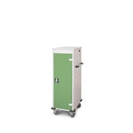 Laptopwagen mit Ladefunktion, 2-Punkt-Verriegelung, Feststellbremse, 10 F&auml;cher, B 530 x T 1250 x H 500, gr&uuml;n