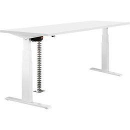 Schreibtisch NEVADA, elektrisch h&ouml;henverstellbar, Rechteck, T-Fu&szlig;, B 1800 x T 800 x H 640-1300 mm, wei&szlig;/wei&szlig;aluminium RAL 9006