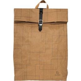 Rucksack Exacompta Eterneco, in Lederoptik, für Laptops bis 14", Dokumente bis DIN A4, B 320 x T 130 x H 430 mm, Papier, braun