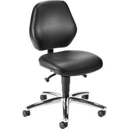 Praxisdrehstuhl bimos, mit Rollen, f&uuml;r Labore & hygienekritische Bereiche, h&ouml;henverstellbar, B 460 x T 440 x H 470-610 mm, Kunstleder, schwarz