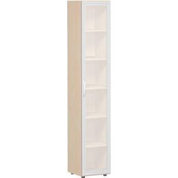 Aktenschrank ALICANTE, 6 Ordnerh&ouml;hen, 5 B&ouml;den, Glast&uuml;r links, B 400 x T 400 x H 2160 mm,