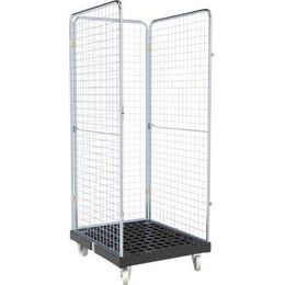 Sch&auml;fer Shop Sch&auml;fer Shop Select Rollbox ADB BASICline, 3-seitig, ohne Zwischenboden, bis 500 kg, Lenk- & Bockrollen, L 724 x B 815 x H 1800 mm, Stahl & Recycling-HDPE