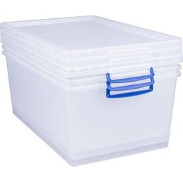 Really Useful Boxes Aufbewahrungsboxen, transparent, mit Deckel, 62L, 3 Stück