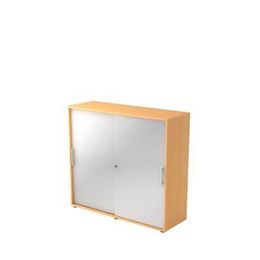 Schiebet&uuml;renschrank JENA, 3 OH, Front silber, B 1200 x T 400 x H 1100 mm, Buche-Dekor