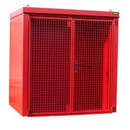 Gasflaschencontainer Bauer GFC-B M2, B 1570 x T 2125 x H 2265, f&uuml;r 35 Gasflaschen, feuerbest&auml;ndig, abschlie&szlig;bar, rot