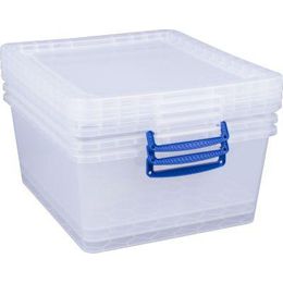 Really Useful Boxes Aufbewahrungsboxen, transparent, mit Deckel, 17,5L, 3 St&uuml;ck