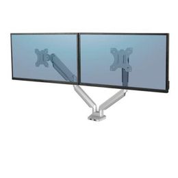Fellowes Dual Monitorarm Platinum, f&uuml;r 2 Displays bis 32&Prime; & bis 8 kg, schwenk- & neigbar, um 360&deg; drehbar, 2 USB-Ports, Kabelmanagement, silber