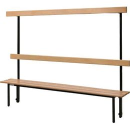 Sch&auml;fer Shop Sch&auml;fer Shop Select Sitzbank, f&uuml;r Umkleider&auml;ume, mit R&uuml;ckwand, 7 Doppelhaken, B 1495 x T 310 x H 415 mm, schwarz