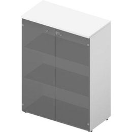 Glast&uuml;renschrank ARLON OFFICE, 3 Ordnerh&ouml;hen, Glast&uuml;ren ohne Rahmen, B 900 x T 450 x H 1232 mm, wei&szlig;/wei&szlig;