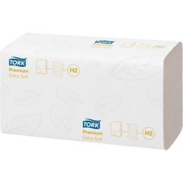 Tork&reg; Handtuch Premium Interfold 100297, 2-lagig, extra weich, bedruckt, mit Pr&auml;gung, Karton mit 21 Pack &aacute; 100 St&uuml;ck (2100 T&uuml;cher), wei&szlig;