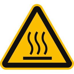 moedel Warnschild &bdquo;Warnung vor hei&szlig;er Oberfl&auml;che&ldquo; (W017), nach DIN EN ISO 7010, Folie selbstklebend, Seitenl&auml;nge 200 mm