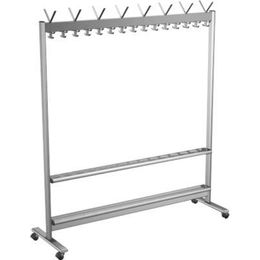 Mobiler Reihen-Garderobenst&auml;nder, Leichtmetall, 1560 mm breit, mit Schirmhalterung