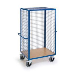 ROLLCART Gitter-Regalwagen, 1385 x 820 x 1800 mm, 1 L&auml;ngswand offen