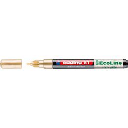 Lackmarker Edding 51 EcoLine, Schreibfarbe Gold, Rundspitze, Strichst&auml;rke 1-2 mm, mit Kappe, wasserbasiert, nachf&uuml;llbar, 10 St&uuml;ck
