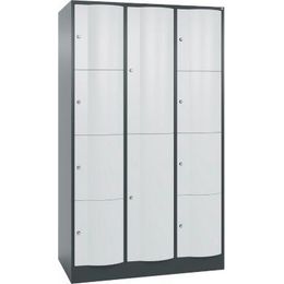 C+P Kombi-Schlie&szlig;fachschrank Resisto, 3 Abteile, 10 F&auml;cher, B 1148 x T 640 x H 1950 mm, Anthrazitgrau/Lichtgrau