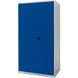 Sch&auml;fer Shop Sch&auml;fer Shop Genius Fl&uuml;gelt&uuml;renschrank FS, Stahl, mit Bel&uuml;ftungsl&ouml;chern, B 1055 x T 620 x H 1950 mm, 5 OH, Lichtgrau/Enzianblau, bis 500 kg