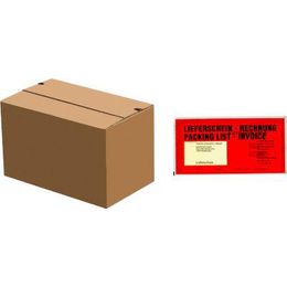 Versandkartons, Automatikboden, wiederverschlie&szlig;bar, bis 20 kg, L 270 x B 140 x H 130 mm, 50 St&uuml;ck + 250 Lieferscheintaschen, DIN lang, PCR-Polyethylen