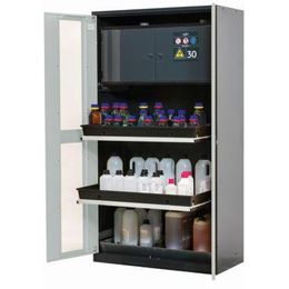 Chemikalienschrank ASECOS CS-CLASSIC-GF, Fl&uuml;gelt&uuml;ren mit Glasausschnitt, Front Lichtgrau, B 1055 x T 520 x H 1950 mm
