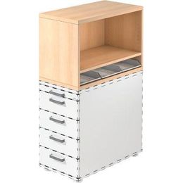 Aufsatzregal , f&uuml;r Standcontainer, 1 Fachboden, Eiche-Dekor