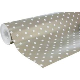 Geschenkpapier Clairefontaine Excellia Fantasie, taupe mit wei&szlig;en Punkten, 1 Rolle mit L 50 m x B 700 mm
