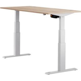 Sch&auml;fer Shop Sch&auml;fer Shop Select Schreibtisch ERGO-T, elektrisch h&ouml;henverstellbar, Rechteck, T-Fu&szlig;, B 1200 x T 800 x H 640-1300 mm, Eiche/wei&szlig;aluminium