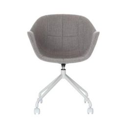 Schalenstuhl Gant, B 620 x T 575 x H 850 mm, um 360&deg; drehbar, Rollen, gepolstert, Polypropylen & Stahl lackiert, grau/wei&szlig;